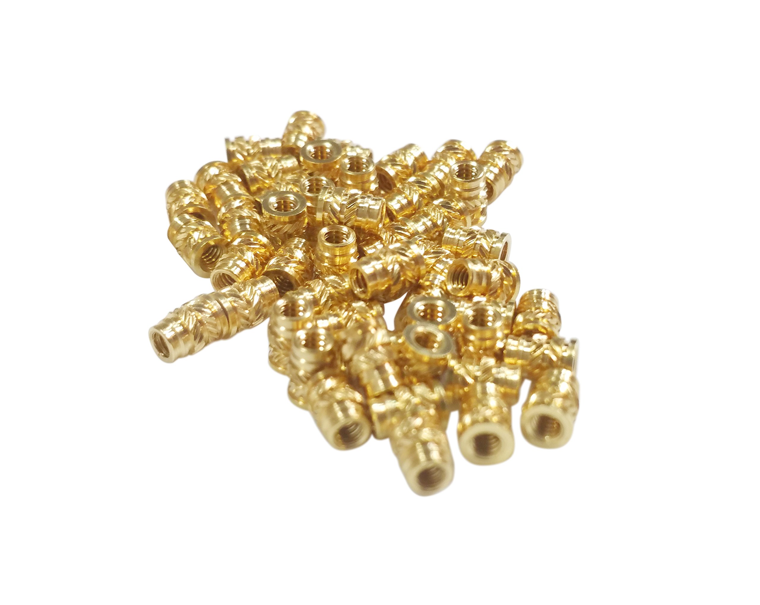 [initeq] #10#10-24 and #10-32 Threaded Heat Set Inserts for 3D Printing Brass Thread Insert Nuts for Plastic (50, #10-24 Long)