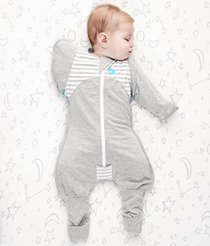 Love to Dream Swaddle UP Transition Suit, Gray, Medium, 13-19 lbs, Patented Zip-Off Wings and Unique Self-Soothing Sleeves, Safely Transition from Swaddled to Arms-Free Before Rolling Over