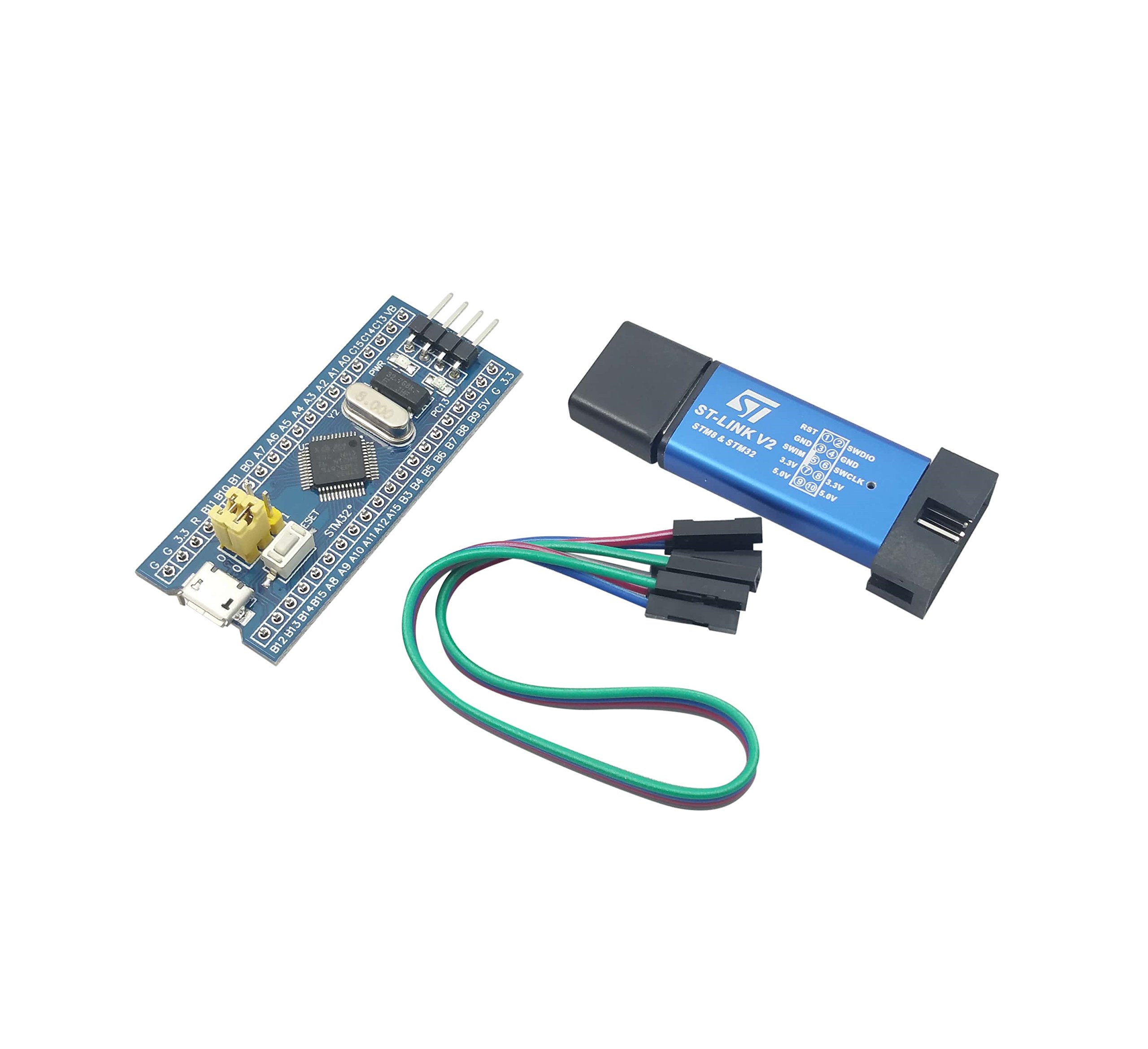 [initeq] STM32 ARM STM32F103C8T6 Blue Pill Minimum System Development Board with ST-Link V2 USB Programmer (2-Pack + ST-Link V2)