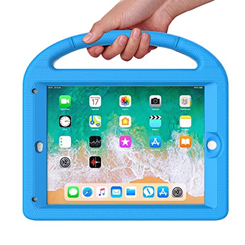 RTOBX Case for iPad 6th/5th Generation, with Built-in Screen Protector, Durable Shockproof Handle Stand Protective Cover for 9.7 inch iPad 6/5 Gen/Air 1/2/Pro 9.7, Blue