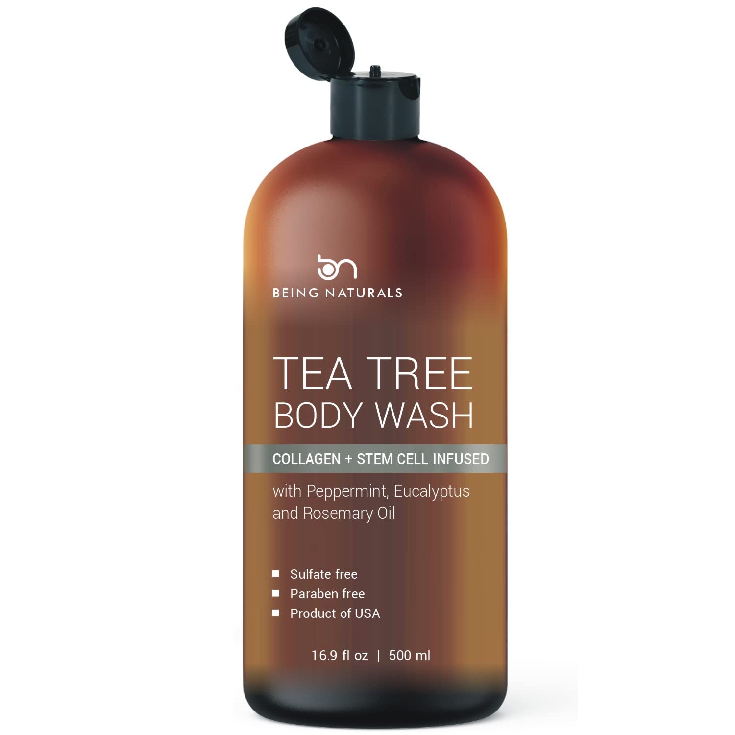 Tea Tree Body Wash -w/ Stem Cell, Collagen & TeaTree Oil Fights Body Odor, Acne, Athleteâs Foot, Jock Itch, Dandruff, Eczema, Yeast Infection, Shower Gel for Women & Men, Skin Cleanser 16.9 oz