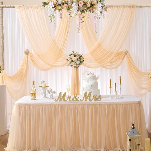 10x10ft Champagne Backdrop Curtain Wrinkle Free Sheer Backdrop for Party Wedding Baby Shower Birthday Arch Living Room Window Curtains Wall Decoration