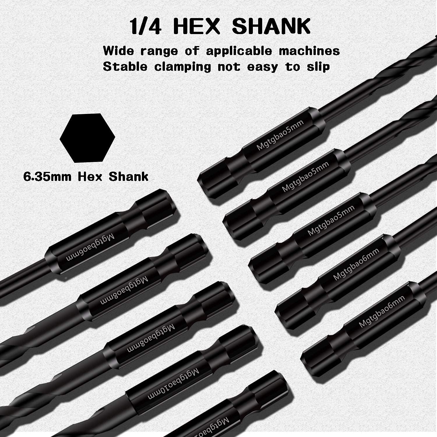 10PC 3/16 inch Black Concrete Drill Bit Set, Mgtgbao 5MM Masonry Drill Bits for Tile,Brick, Plastic and Wood,Tungsten Carbide Tip Best for Wall Mirror and Ceramic Tile on Concrete and Brick Wall