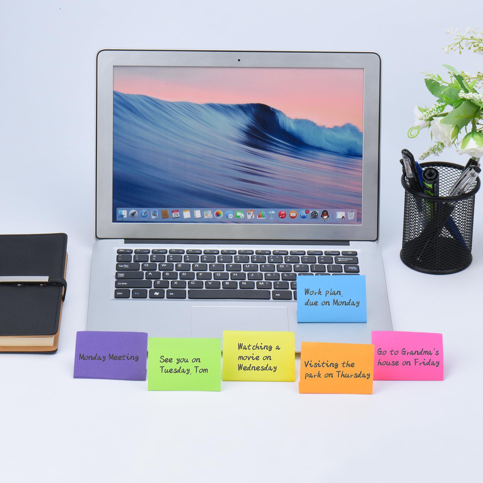 (12 Pack) Sticky Notes 3x3 Inches, ZCZN Neon Color Self-Stick Note Pads, Colorful Sticky Notes Bulk, Easy to Post for Home, Office, School - 60 Sheets/Pad