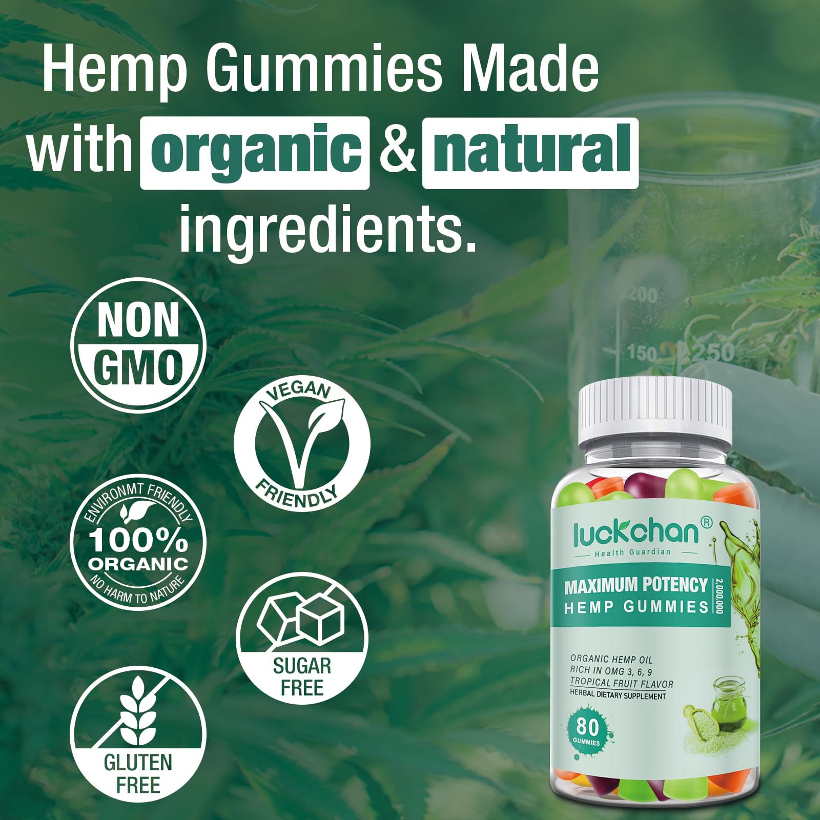 (2 Pack) Hemp Gummies High Potency Extra Strength Advanced Hemp Supplements for Adults - 100% Natural Pure Hemp Oil Infused Gummy with Vegan, Organic Bear Candy-Made in USA