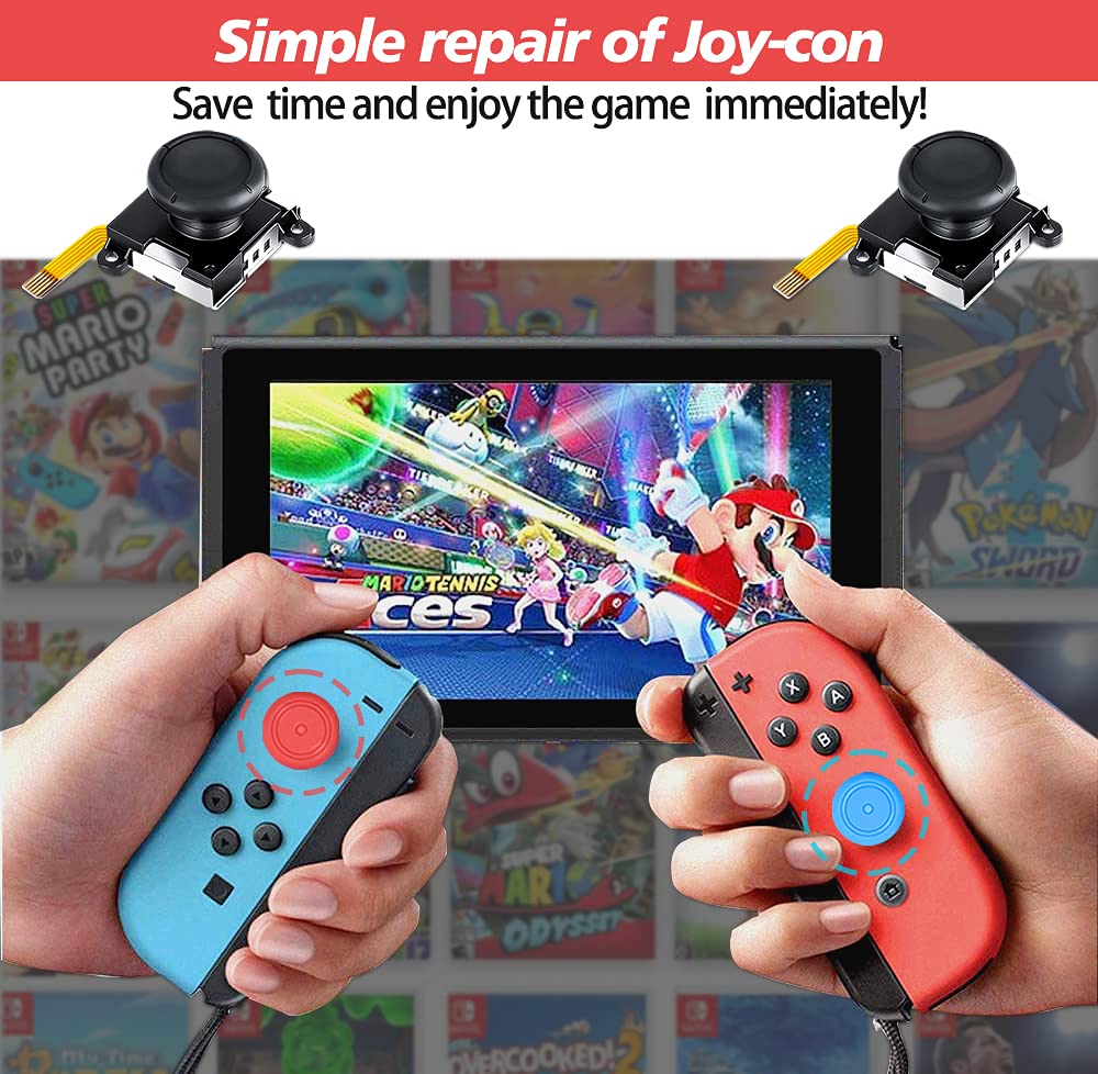 (2 Pack) Joycon joystick replacement, Replacement Joystick Analog Thumb Stick for Switch Joy-Con Controller & Switch Lite,Include Full Repair Tool Kit and 2 Jon Con Replacement