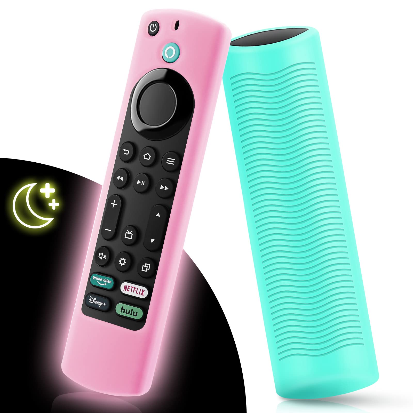 (2 Pack) JANSAMN NS-RCFNA-21 Remote Cover for Insignia Toshiba, Bright Color Case for Fire Omni TV Remote,Silicone Remote Control Case Sleeve, TV Stick 4-Series