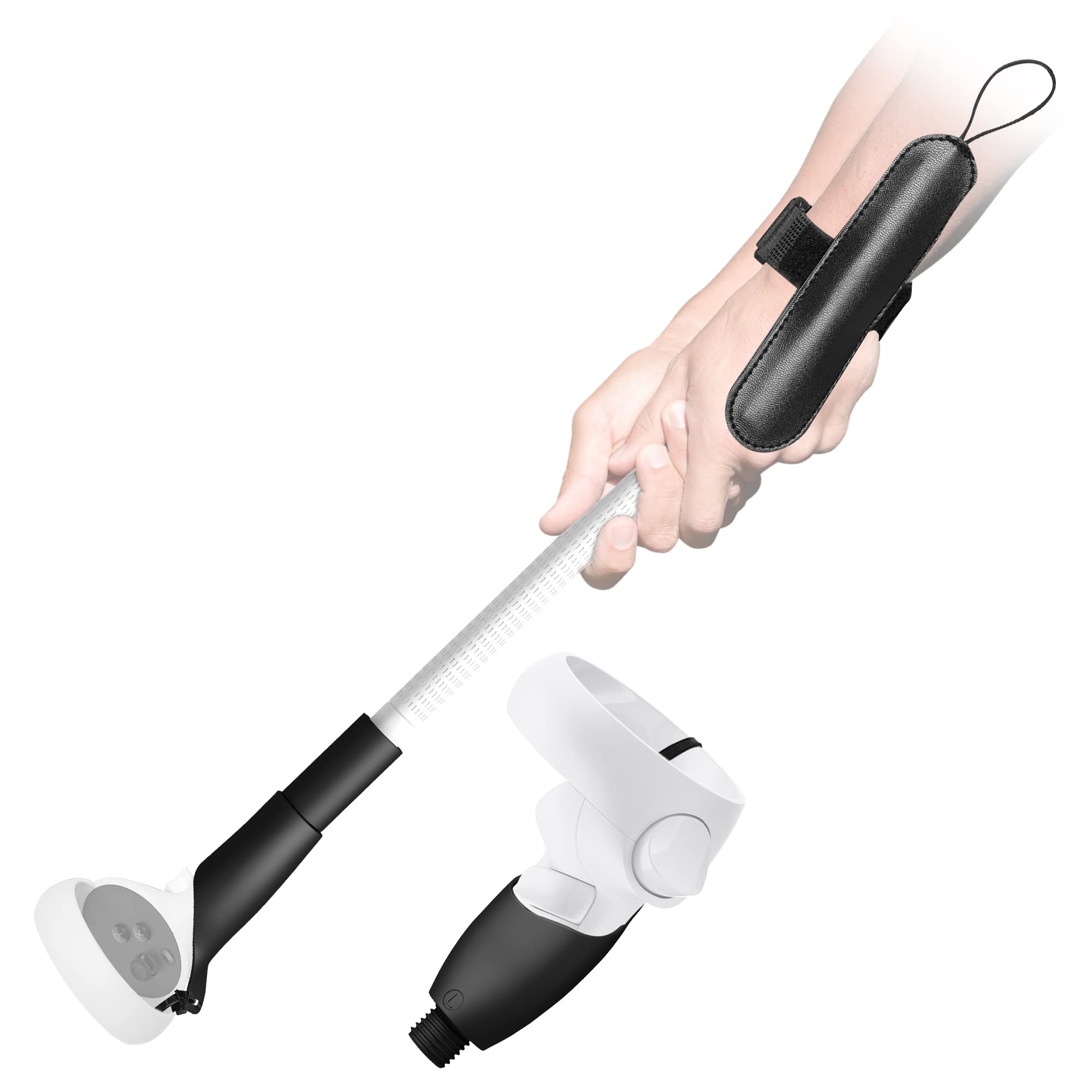 (1+1) (Upgraded) Orzero for VR Golf Club Handle Accessories, with Wrist Splint Arm Stabilizer Compatible for Quest 2, Quest, Rift S, Sturdy and Comfortable to Grip Enhance The VR Experience