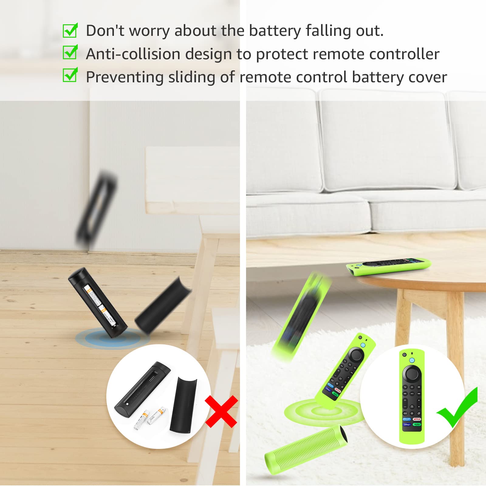 (1Pack) Insignia Fire TV Remote Cover,Fire TV Remote Cover 4 Series, Smart TV Remote Cover,Light Weight,Anti Slip,Shock Proof(Glow Green)