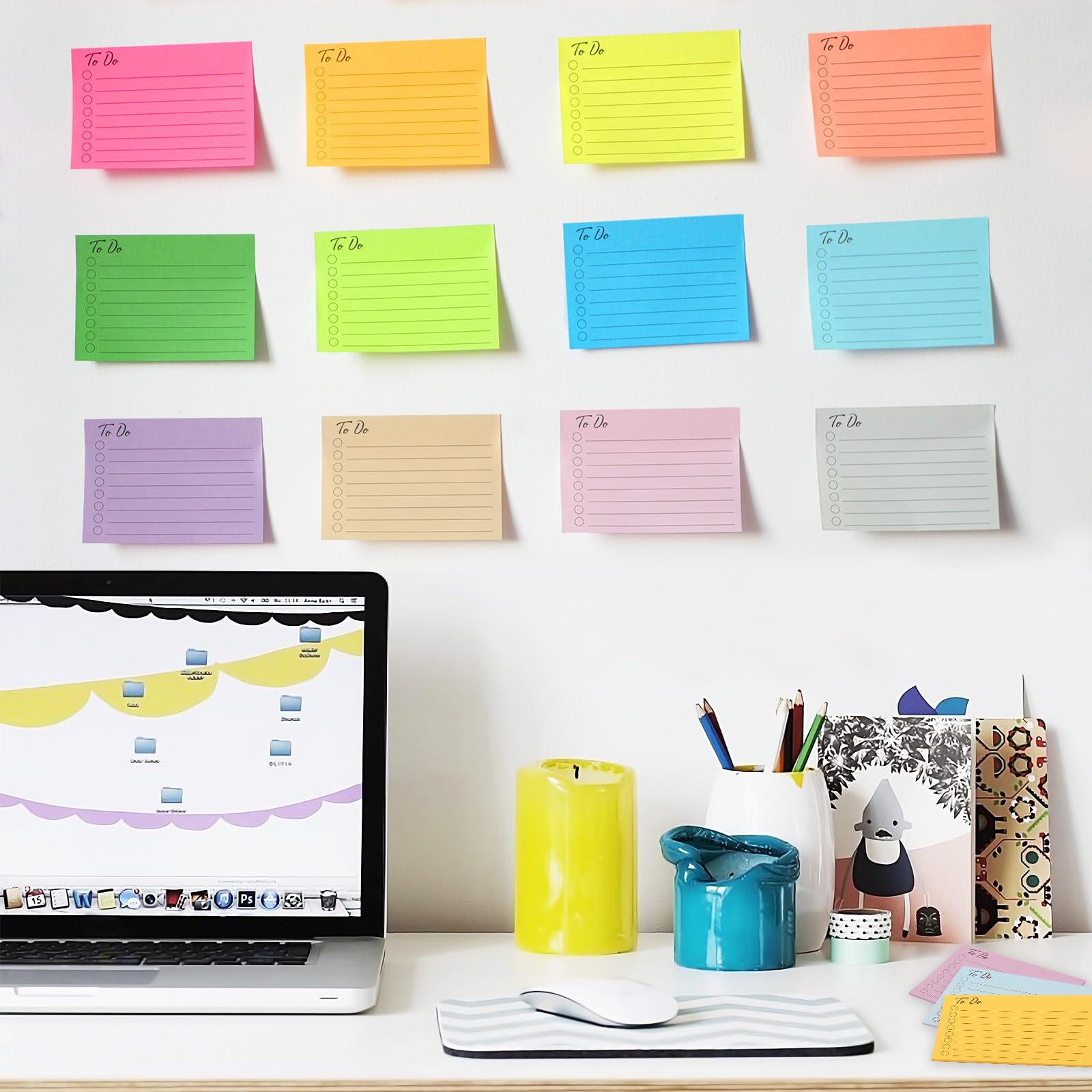 (12 Pack) to Do List Sticky Notes, 3x4 in Post, 504 Sheets to Do lined Sticky Notes, 12 Colors to Do List Notepad, to Do List Planner, Daily to Do List Notepad, to Do Notepad, Todo List Notepad