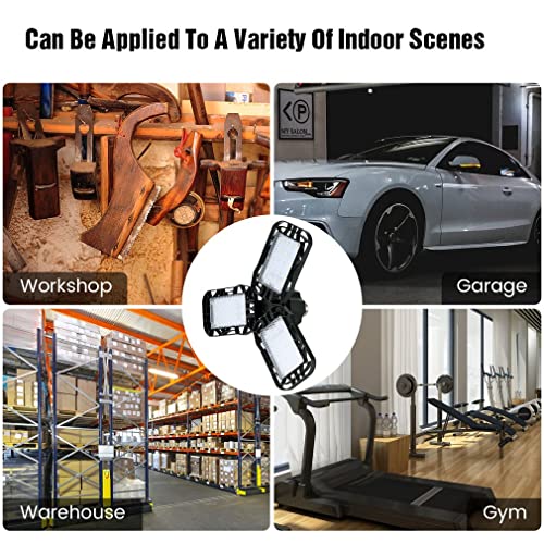 (2-Pack) Garage Lights Ceiling LED,JOYWA 50W LED Garage Light Fixture,3 Adjustable Panels,6500K Cool White,5000 Lumen,Bright LED Shop Light for Garage Warehouse Basement(E26 Socket Included)
