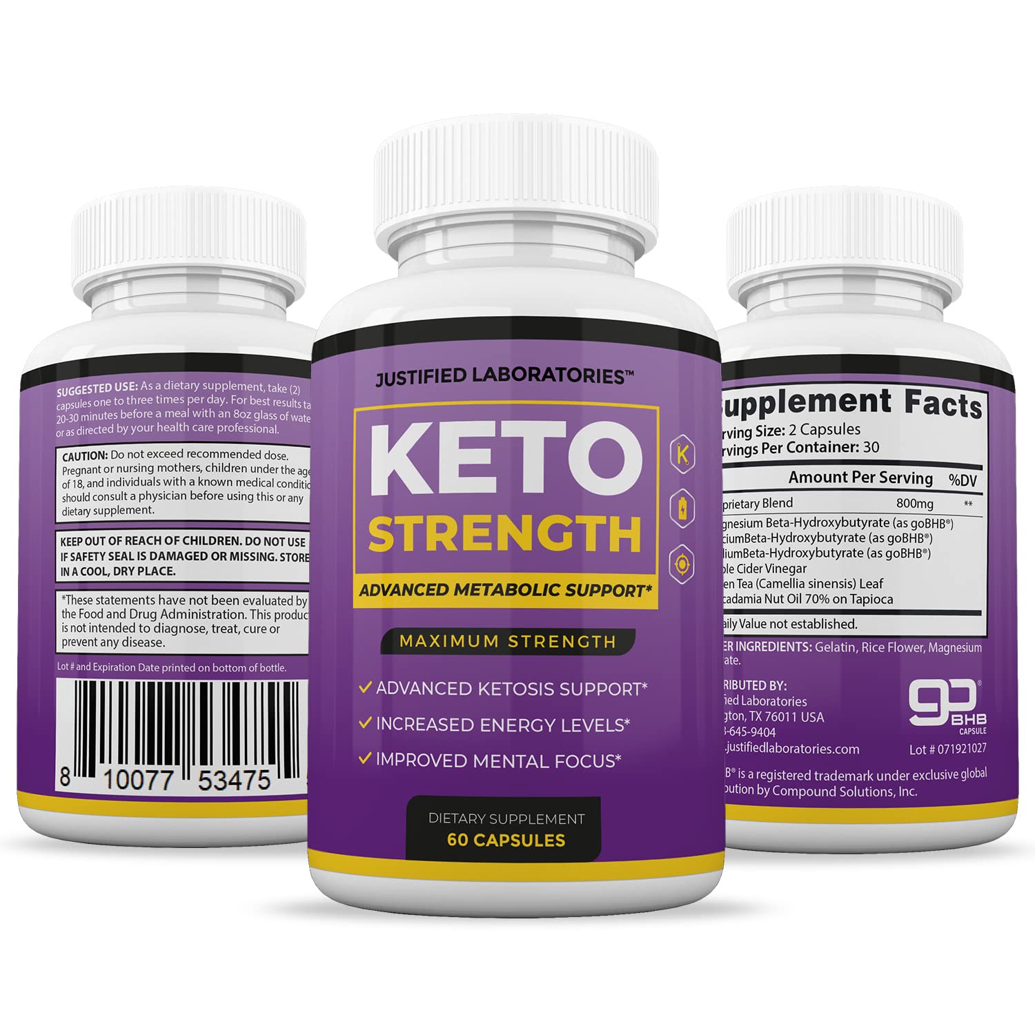 (2 Pack) Keto Strength Pills Includes Apple Cider Vinegar goBHB Strong Exogenous Ketones Advanced Ketogenic Supplement Ketosis Support for Men Women 120 Capsules