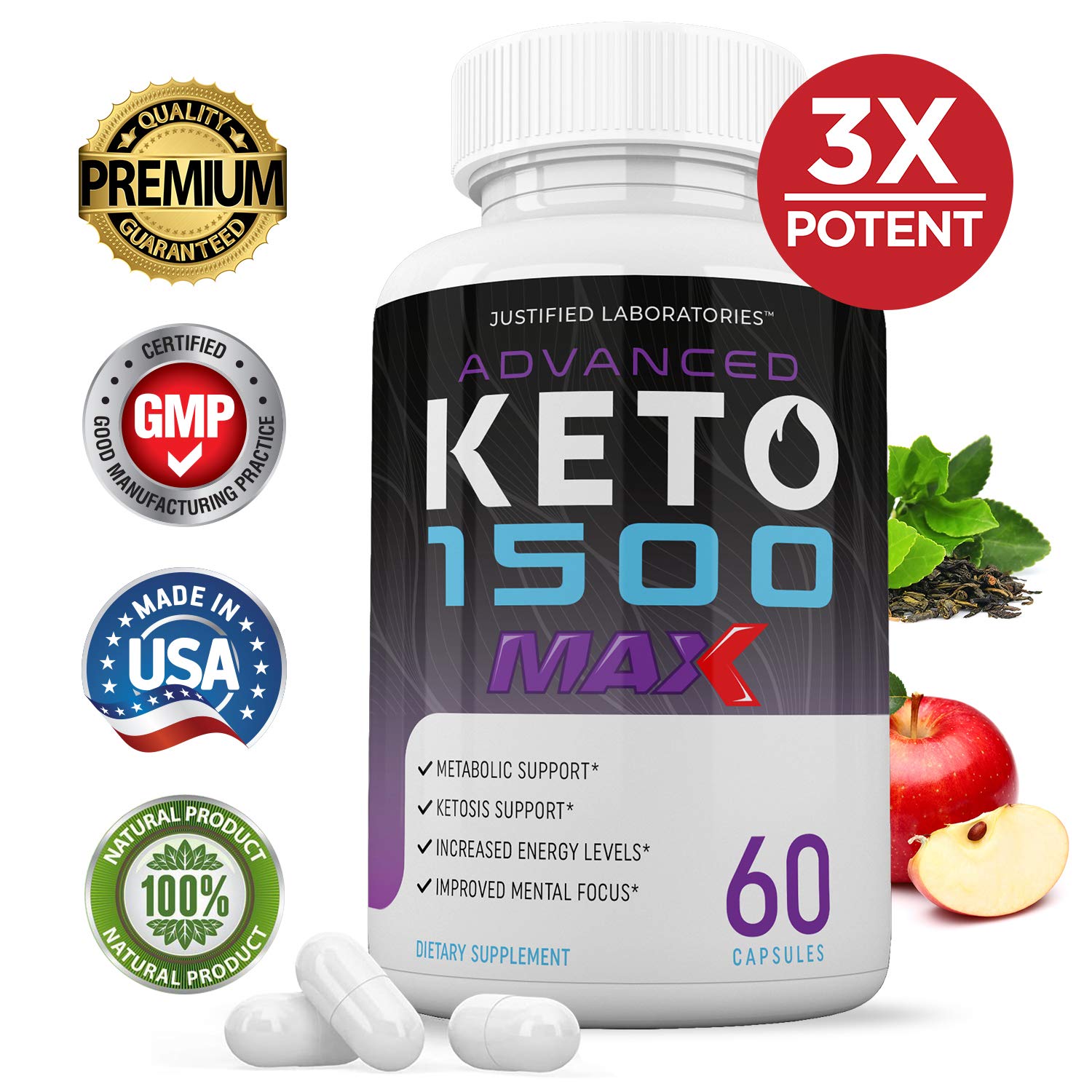 (2 Pack) Advanced Keto 1500 Max 1200MG Pills Includes Apple Cider Vinegar goBHB Exogenous Ketones Advanced Ketogenic Supplement Ketosis Support for Men Women 120 Capsules