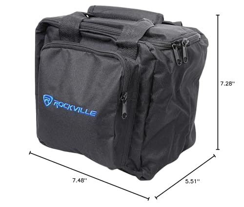 (2) Rockville LED RGB Par Can Wash Light Bundle: DJ/Club/Stage Wash Light, (1) Universal Travel Bag, (1) 25ft 3 Pin DMX Lighting Cable, (1) 10ft 3 Pin DMX Lighting Cable (5 Items)