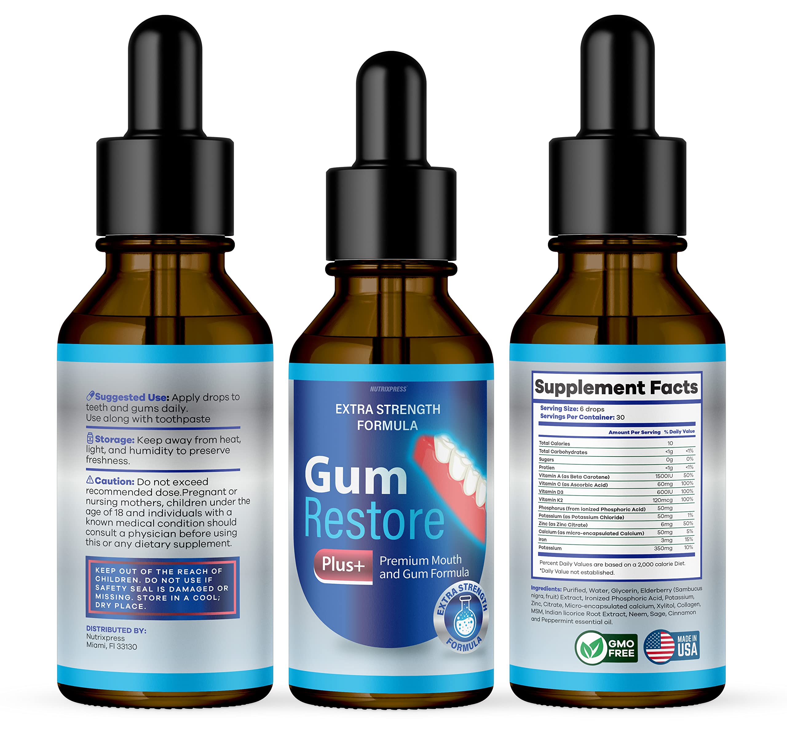 (2 Pack) - Gum Restore Plus - Gum Restore Liquid Drops Advanced Mouth Cleaner Formula, Gum Restorer + Liquid Mouth, Center, Fix, Now, Reviews, 2 Month Supply