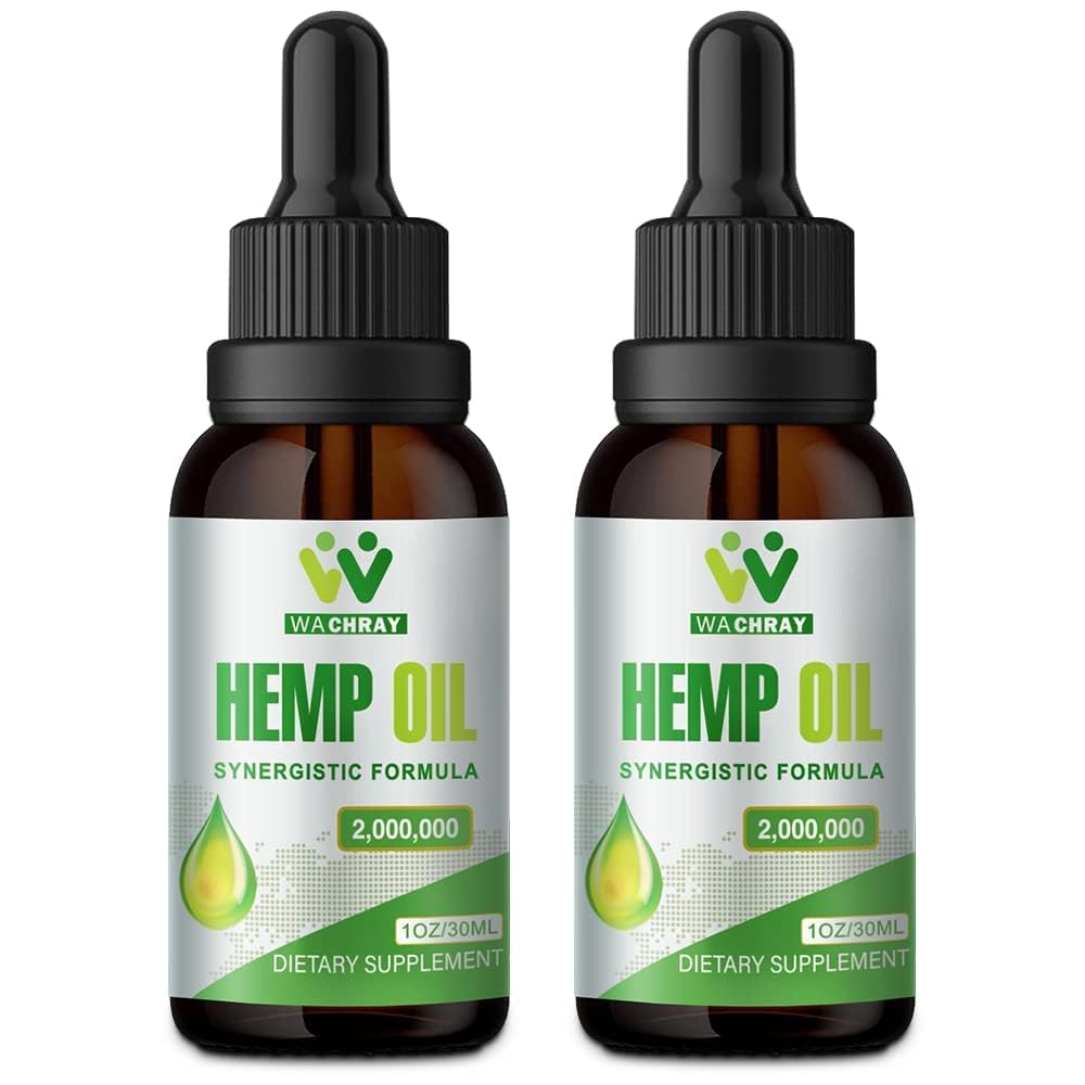 (2 Packs) Hemp Oil Drops High Potency - 2,000,000 Maximum Strength Organic Grown in The USA - Natural Hemp Tincture - C02 Extraction, Vegan, Non-GMO
