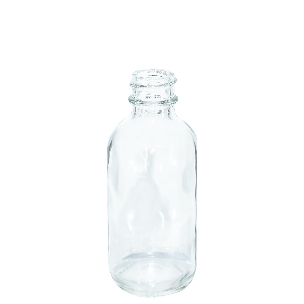 (24 Pack) 2 oz. Clear Boston Round with Black Glass Dropper