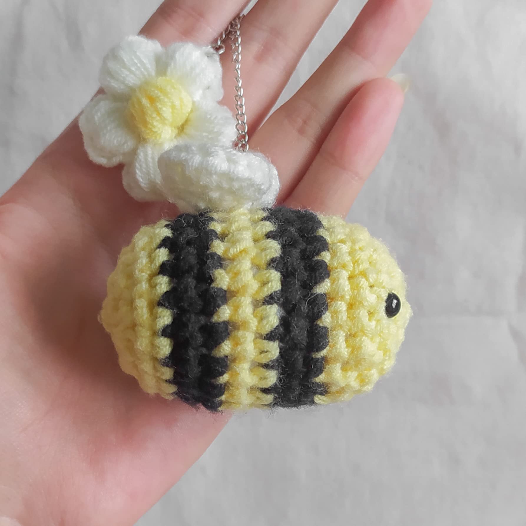 (2 pcs) Mommy to bee Baby Shower Gift Keychain Key ring Bag Purse Charm Crochet Handmade Plush Doll Amigurumi