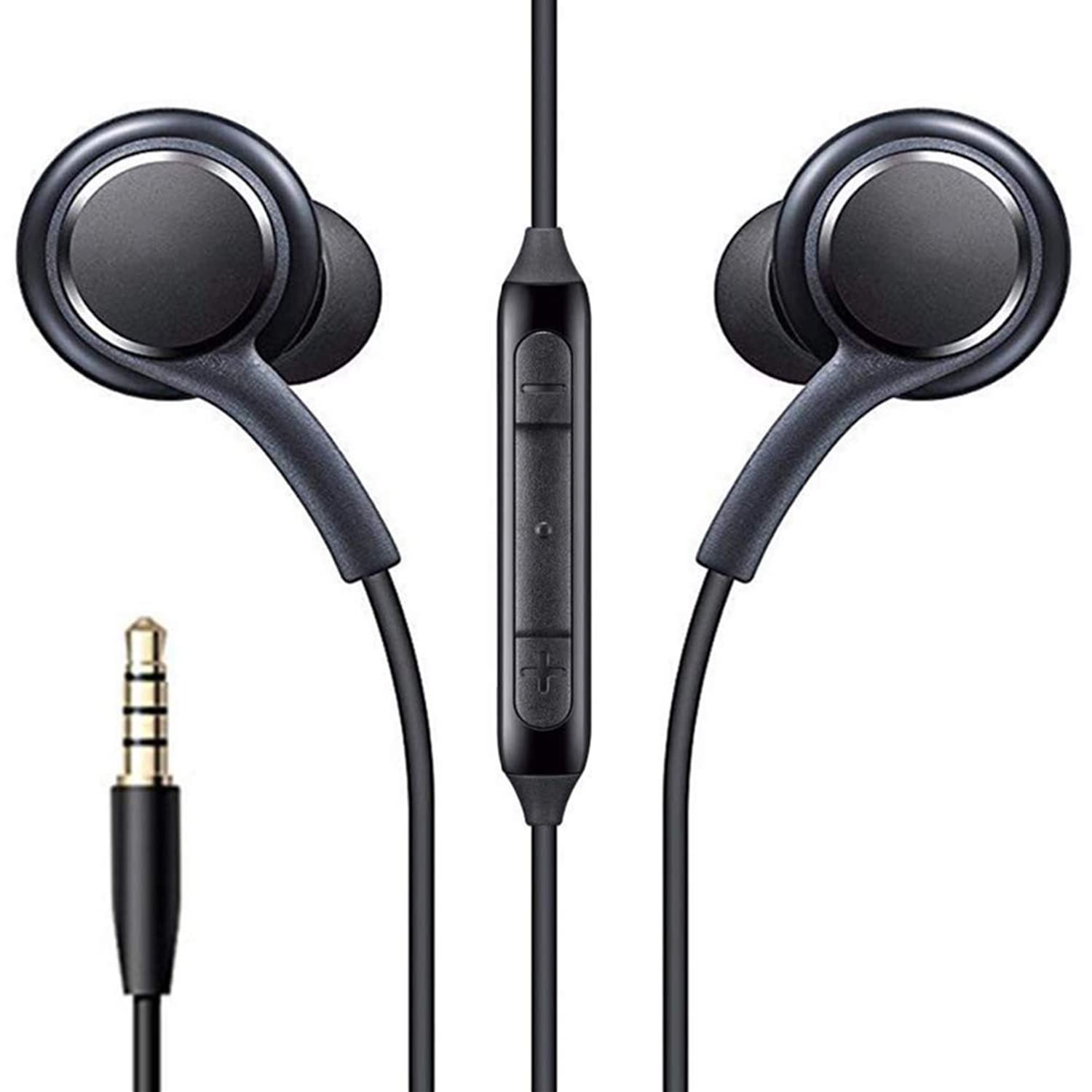 (2 Packs) 3.5mm Aux Wired in-Ear Headphones with Mic and Remote Control Compatible with Galaxy S10 S9 S8 S7 S6 S5 S4 Edge + Note 4 5 6 7 8 9 and More Android Devices-Black