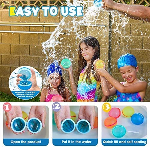 (12Pcs) Self-Sealing Reusable Water Balloon Splash Balls, Soft Silicone Water Play Sensory Toy,