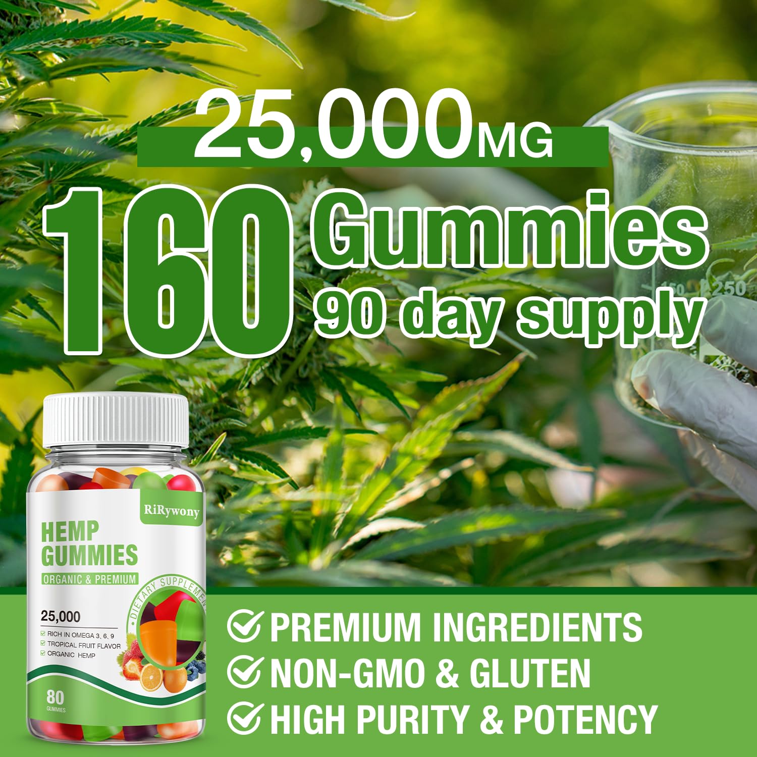 (2 Packs) Hemp Gummies High Potency - Pure Extra Strength Organic Hemp Oil Gummies - 100% Natural Bear Hemp Gummy for Adults - 160 Edibles Gummies
