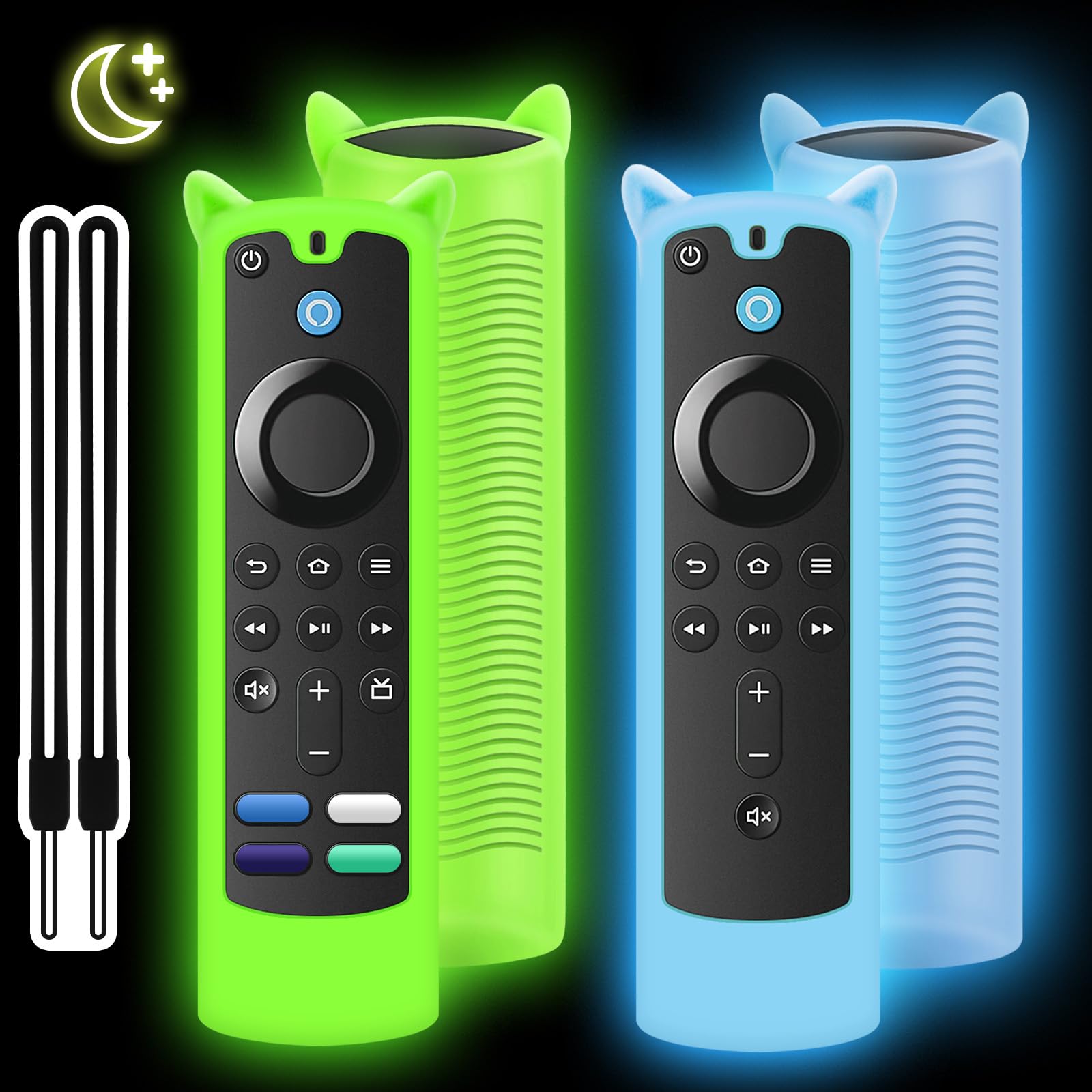 (2 Pack) ONEBOM Fire Stick Remote Cover 3rd Gen 2021 4k|4k Max|Lite,Fire Stick Remote Case,Anti Slip Silicone Protective Case with Lanyard(Rose Red&Sky Blue)