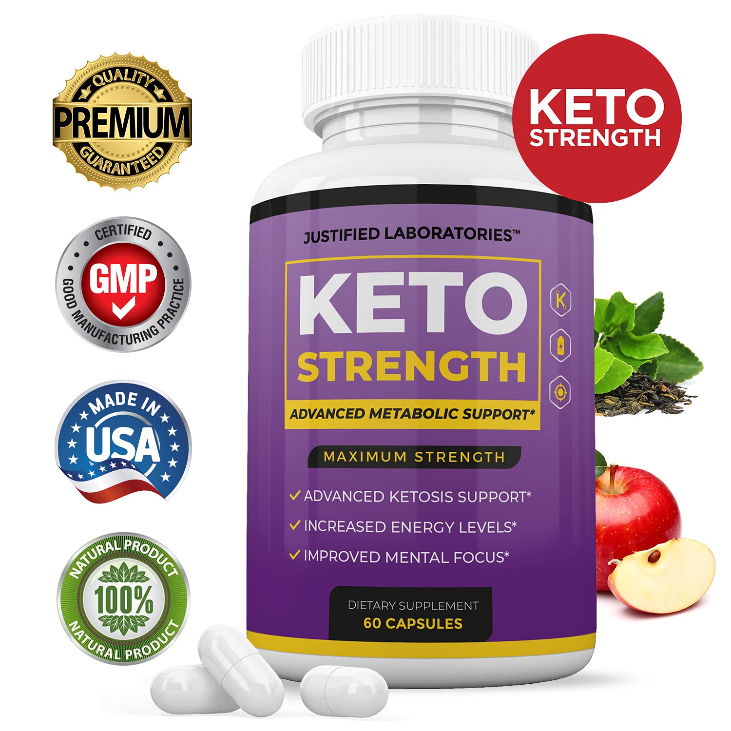 (2 Pack) Keto Strength Pills Includes Apple Cider Vinegar goBHB Strong Exogenous Ketones Advanced Ketogenic Supplement Ketosis Support for Men Women 120 Capsules