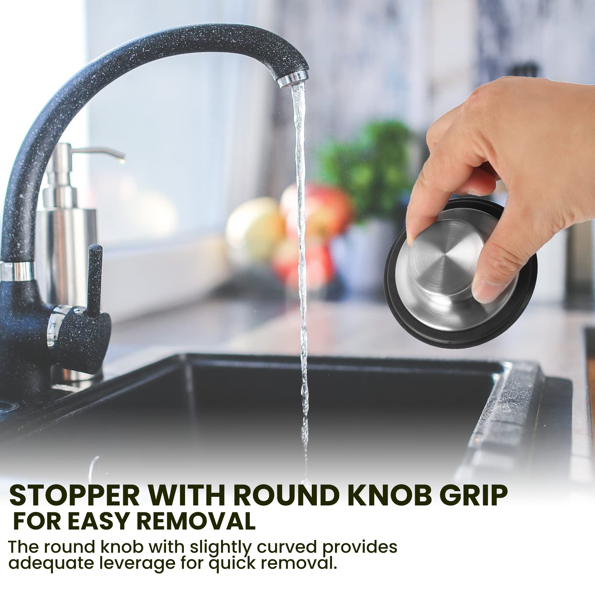 (2-Pack) Stainless Steel Kitchen Sink Stoppers - 3.35β x 1.18β Universal Fit Sink Drain Stoppers- with Strong Rubber Seal and Round Knob Grip - Suitable Replacement for InSinkErator STP-SS Stopper