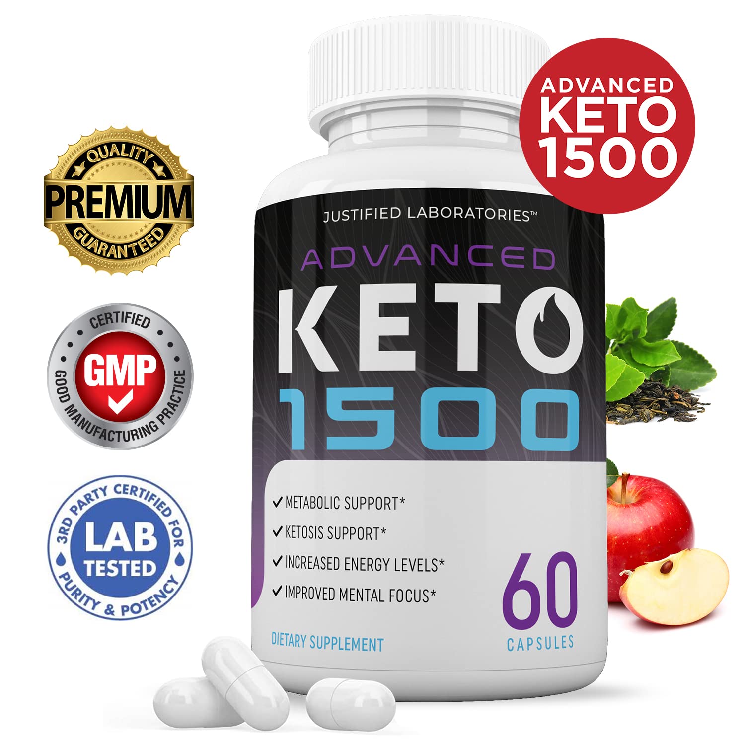 (3 Pack) Advanced Keto 1500 Pills Ketogenic Supplement Includes goBHB Exogenous Ketones Premium Ketosis Support for Men Women 180 Capsules 3 Bottle