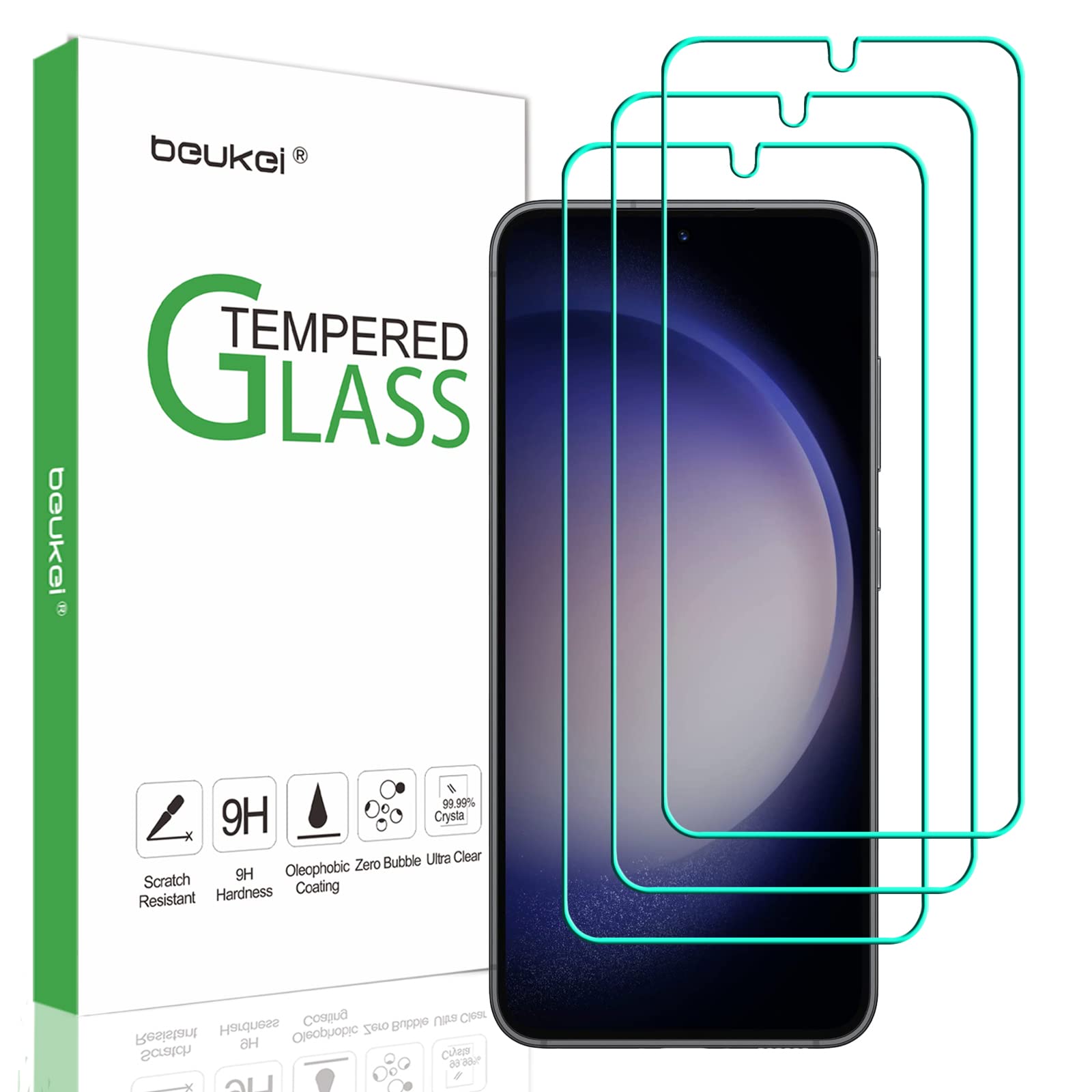 (3 Pack) Beukei Compatible for Samsung Galaxy S23 PLUS 5G (Galaxy S23+ 5G) [6.6 Inch Display Support Fingerprint Unlock] Screen Protector Tempered Glass, Touch Sensitive,Case Friendly, 9H Hardness [Not For S23 Ultra]