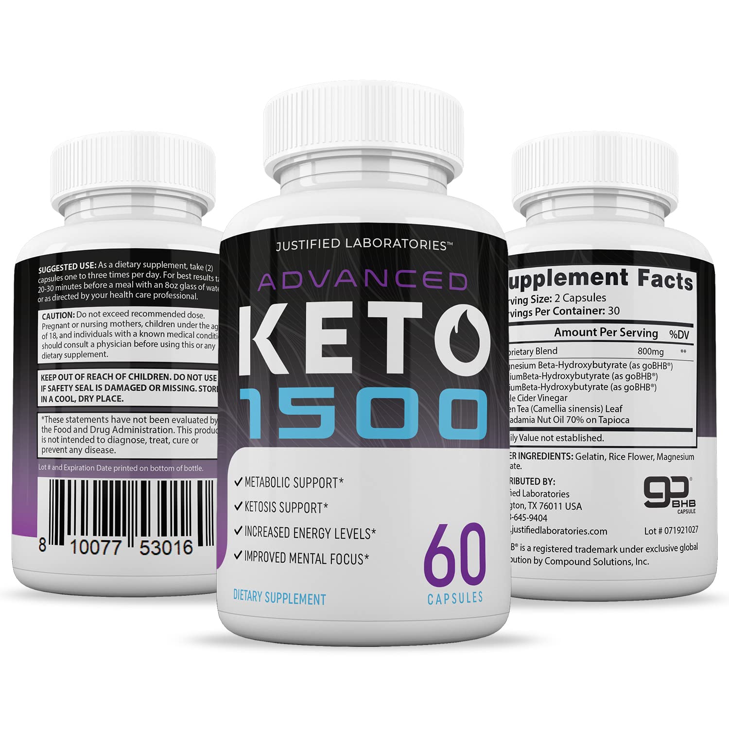 (3 Pack) Advanced Keto 1500 Pills Ketogenic Supplement Includes goBHB Exogenous Ketones Premium Ketosis Support for Men Women 180 Capsules 3 Bottle
