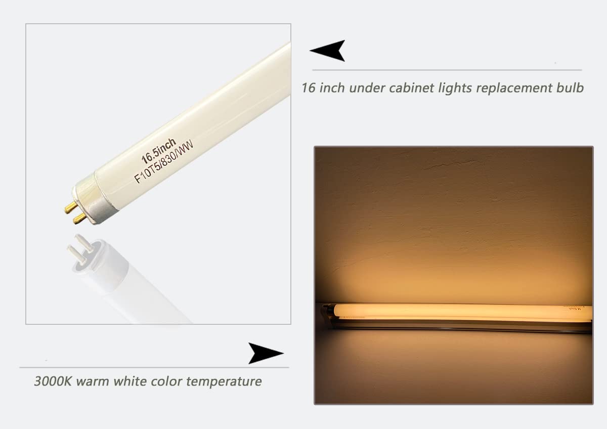 (2pack) 16’’ F10T5/830/L Fluorescent Bulb Replacement Jasco Warm White 10W 3000K Tubes, F10T5-WW Linear Light, 16.5’’ Overall Length