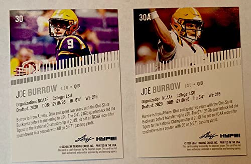 (2) “Mint” Joe Burrow 2020 Leaf Hype Limited Edition to 5,000 Rookie Card LOT!
