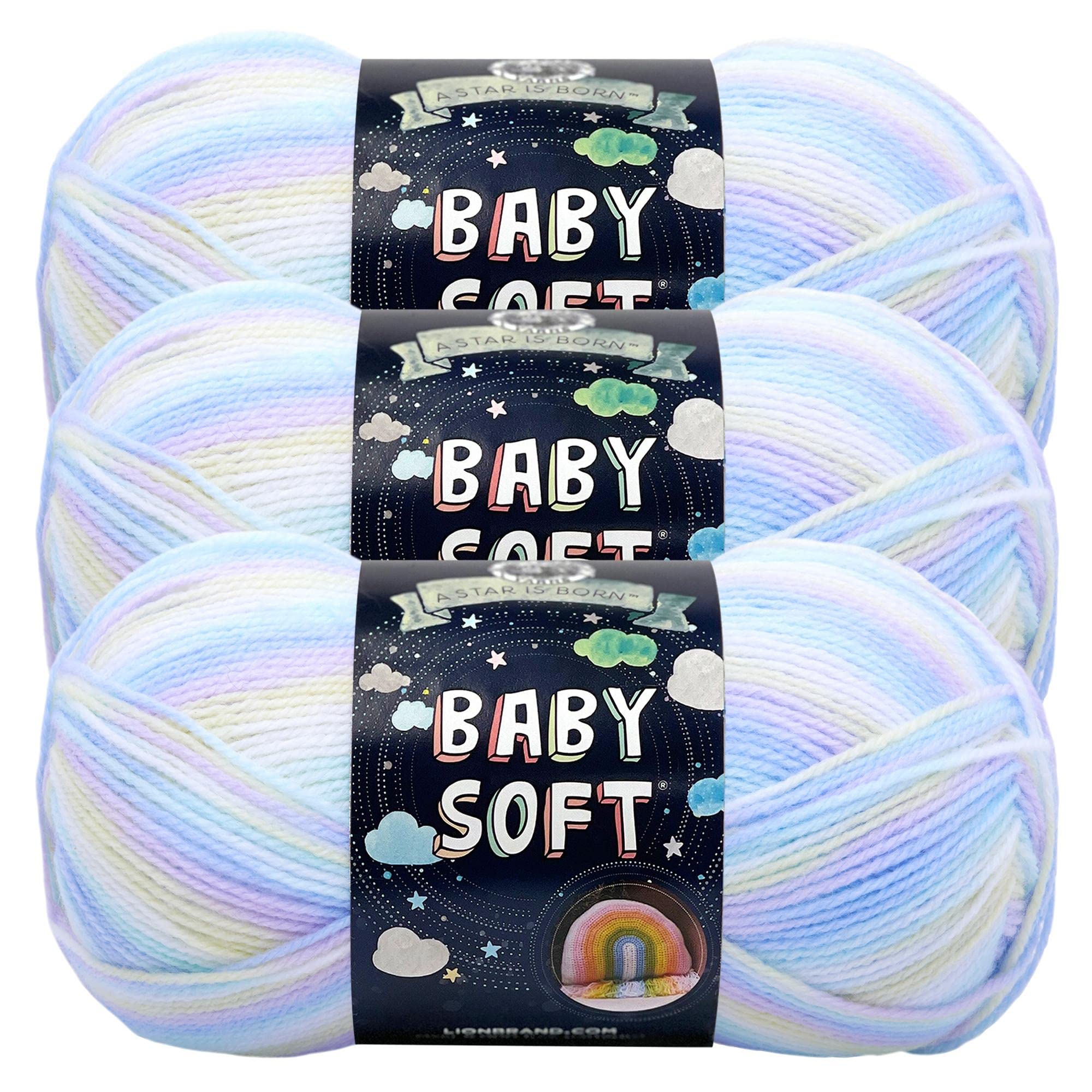 (3 Pack) Lion Brand Yarn Babysoft Baby Yarn Yarn, Pastel Print