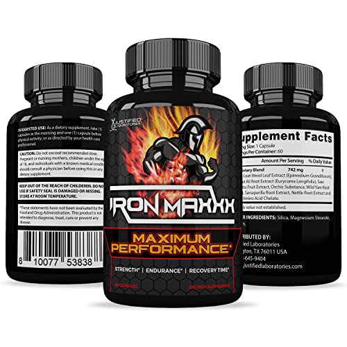 (3 Pack) Iron Maxxx 742mg All Natural Advanced Men's Health Formula 180 Capsules