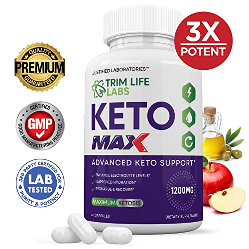 (3 Pack) Trim Life Labs Keto Max 1200MG Pills Includes Apple Cider Vinegar goBHB Strong Exogenous Ketones Advanced Ketogenic Supplement Ketosis Support for Men Women 180 Capsules