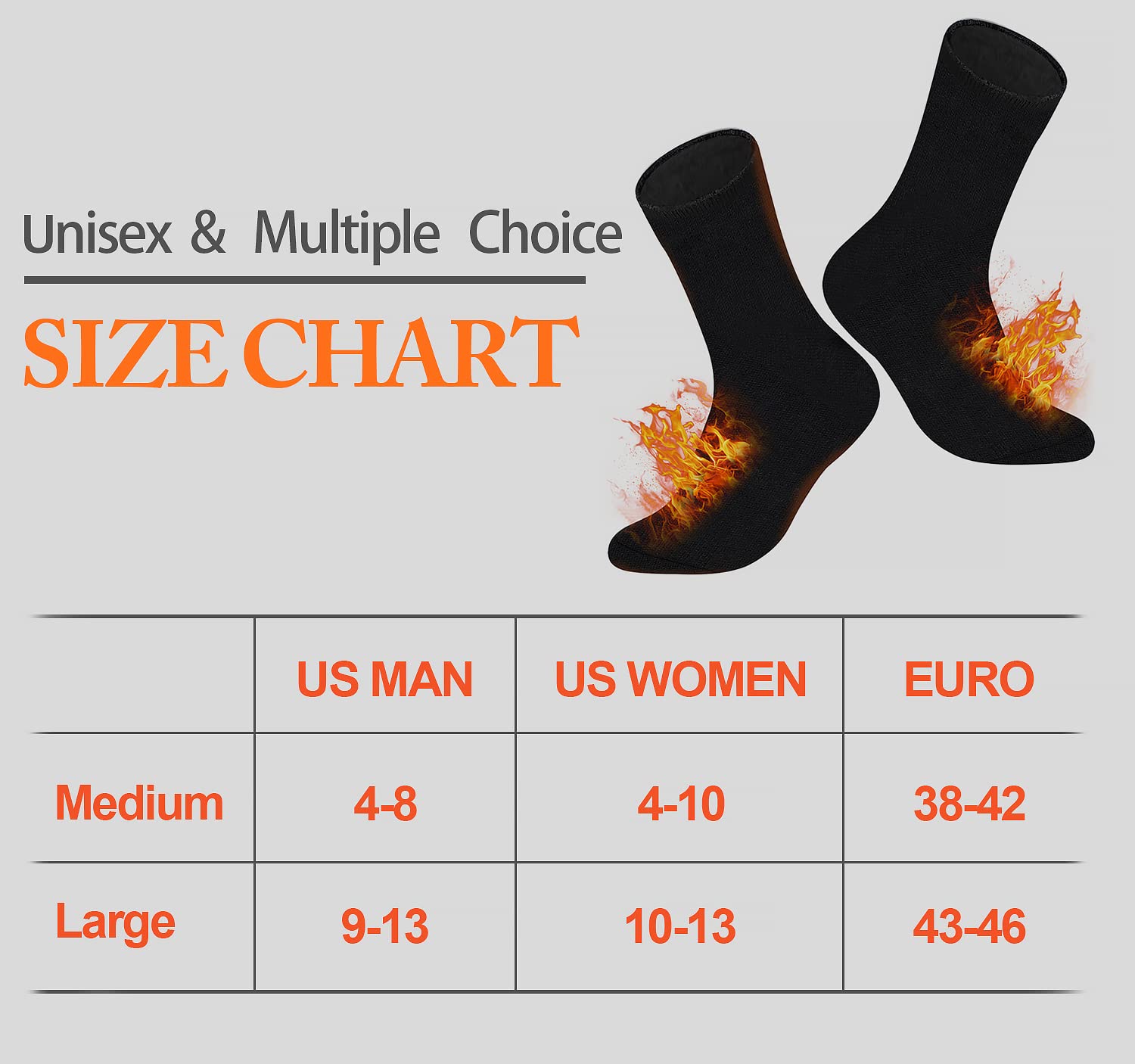 (2pk) Winter Warm Thermal Socks for Men Women, Cozy Thick Fuzzy Insulated Boot Heated Socks,Cold Weather,Hiking,Skiing (M)