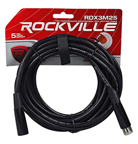 (4) Rockville LED RGB Par Can Wash Light + Dual Bracket Bundle: (2) Wash Lights, (1) Universal Travel Bag, (1) 25ft 3 Pin DMX Lighting Cable, (3) 10ft 3 Pin DMX Lighting Cables (10 Items)