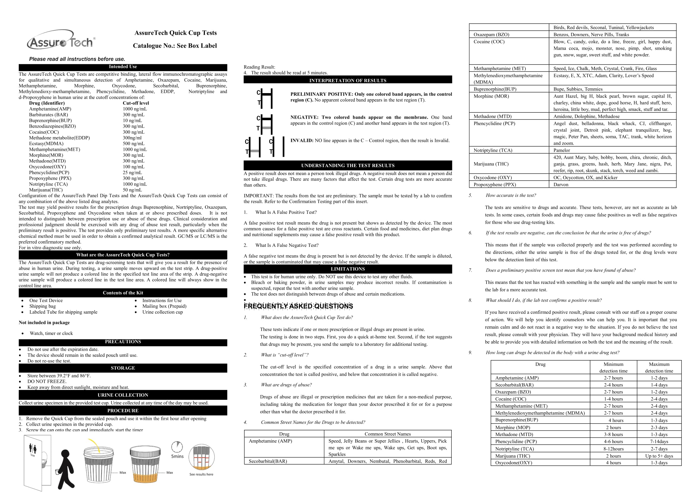 (25 Pack) AssureTech Quick Cup Tests - 10 Panel Cup - Tests for AMP, OPI, MET, BZO, COC, MTD, OXY, BUP, MDMA, THC
