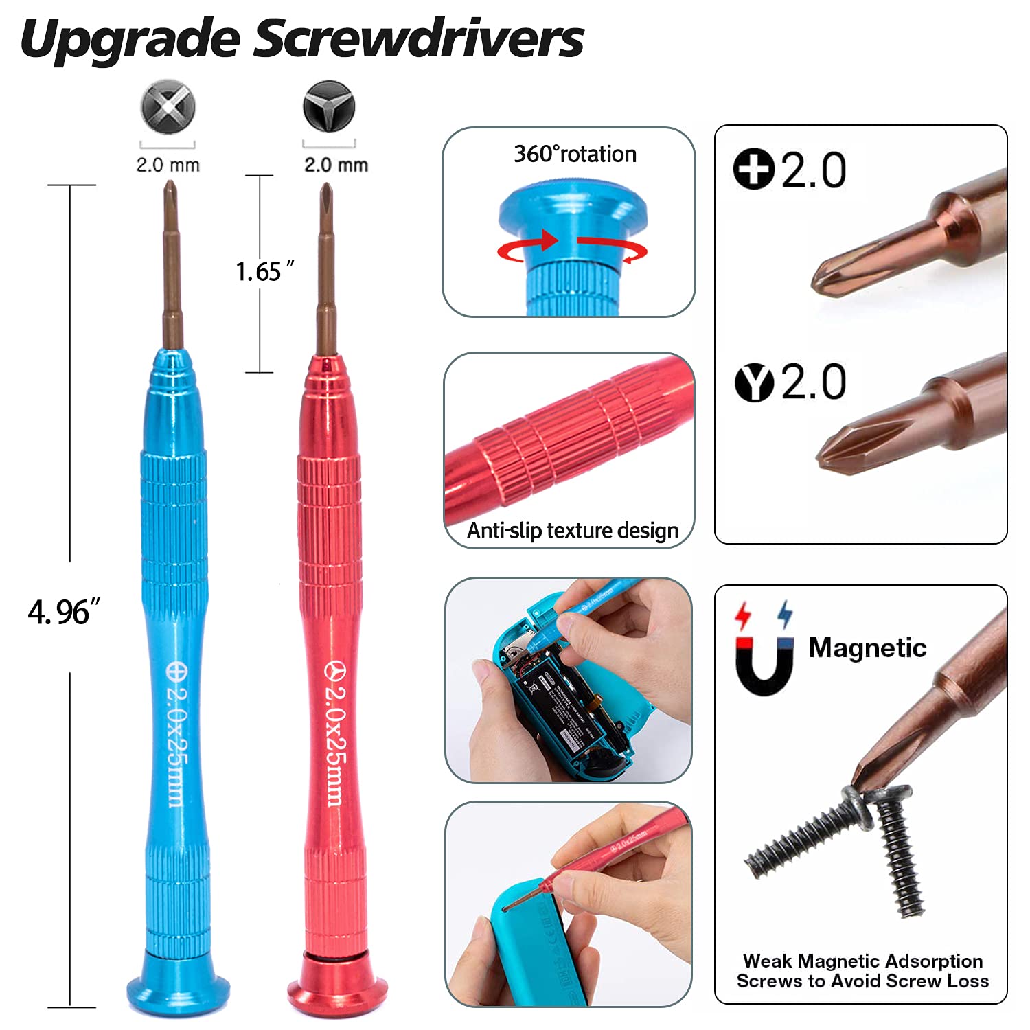 (4 Pack)Joycon Joystick Replacement,Original Replacement Joystick for Nintendo Switch Joycon and Switch Lite Repair Tool Kit,Joy Con Repair Kit Include , Screwdrivers, Pry Tools, Thumb Grips Caps