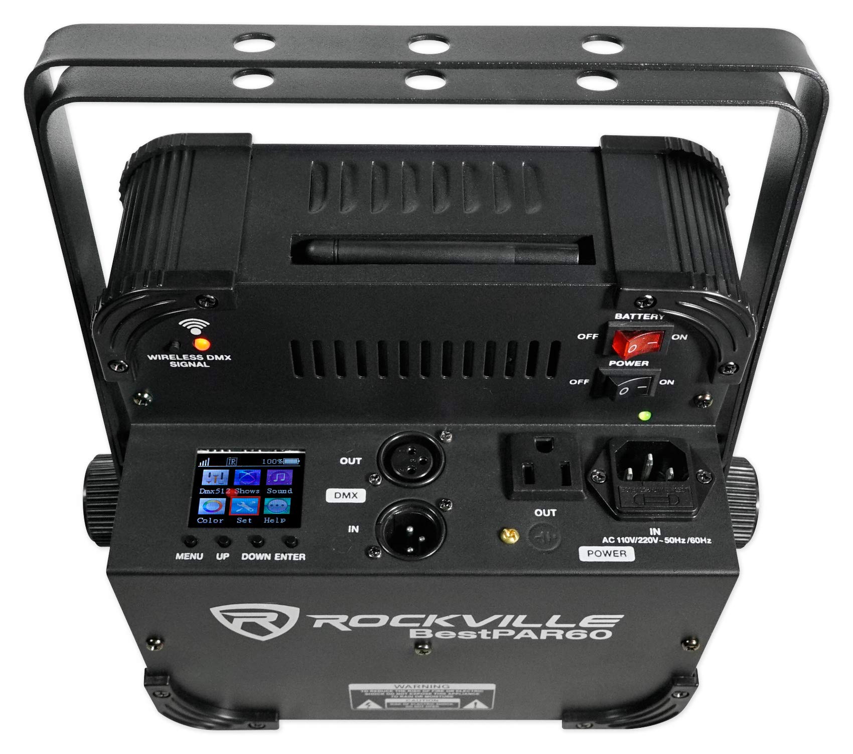 (2) Rockville Best PAR 60 Rechargeable Wash Lights w/Wireless DMX+RGBWA+UV+Bag