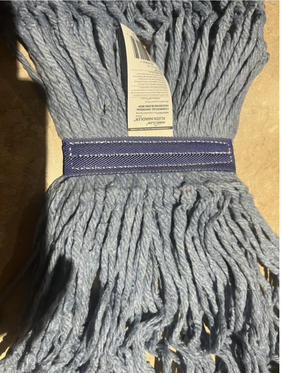 (2-Pack) Heavy Duty Commercial Blue, Mop Head Replacement, Wet Industrial Cotton Looped End String Cleaning Flat Mop Head Refill