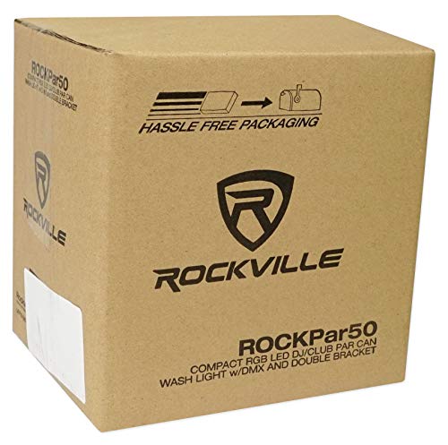 (24) Rockville LED RGB Par Can Wash Light - White Bundle: (12) Wash Lights, (1) Universal Travel Bag, (1) 25ft 3 Pin DMX Lighting Cable, (23) 10ft 3 Pin DMX Lighting Cables (60 Items)