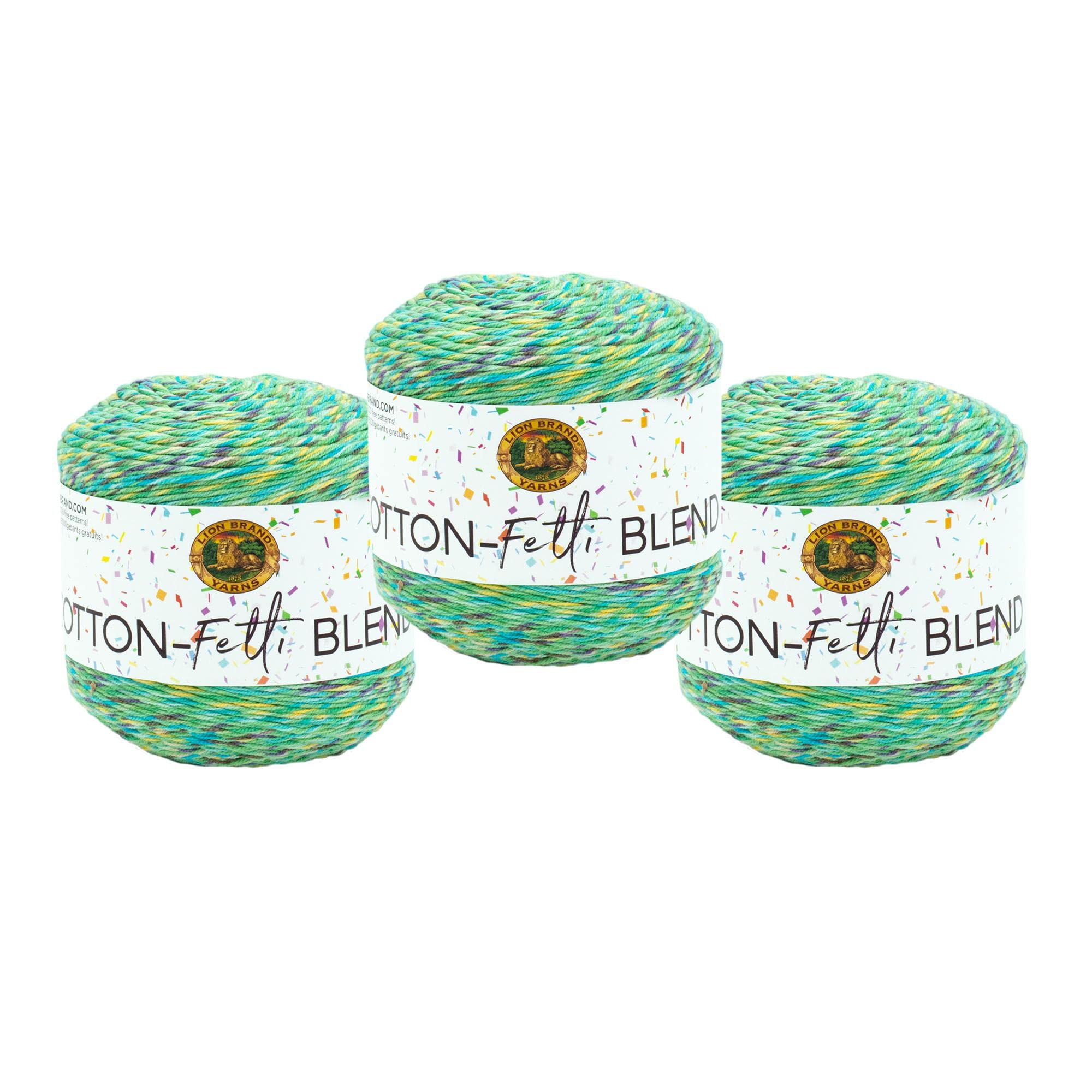 (3 Pack) Lion Brand Yarn Cotton-Fetti Blend Yarn, Green Velvet