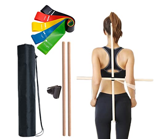 (31.5inch)Yoga Sticks for Training, Stretching Tool with Stick Buckle, Humpback Correction Stick, Create the Perfect Body, Stick for Balance, Strength Training, Stretching& Added Mobility(2pcs)
