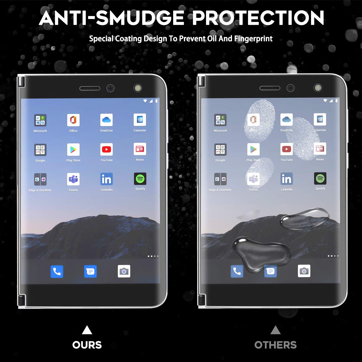 (3 Pack) Orzero Compatible for Microsoft Surface Duo (Premium Quality) Edge to Edge (Full Coverage) Screen Protector, High Definition Anti-Scratch Bubble-Free (Lifetime Replacement)