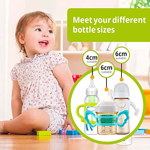 (3-Pack) Bottle Handles for Dr Brown Narrow Baby Bottles, 3 Styles 2 Sizes, Soft Silicone Bottle Holder for Baby Self-Feeding, Teach Baby to Drink Independently,Easy to Grip, BPA Free Soft Silicone