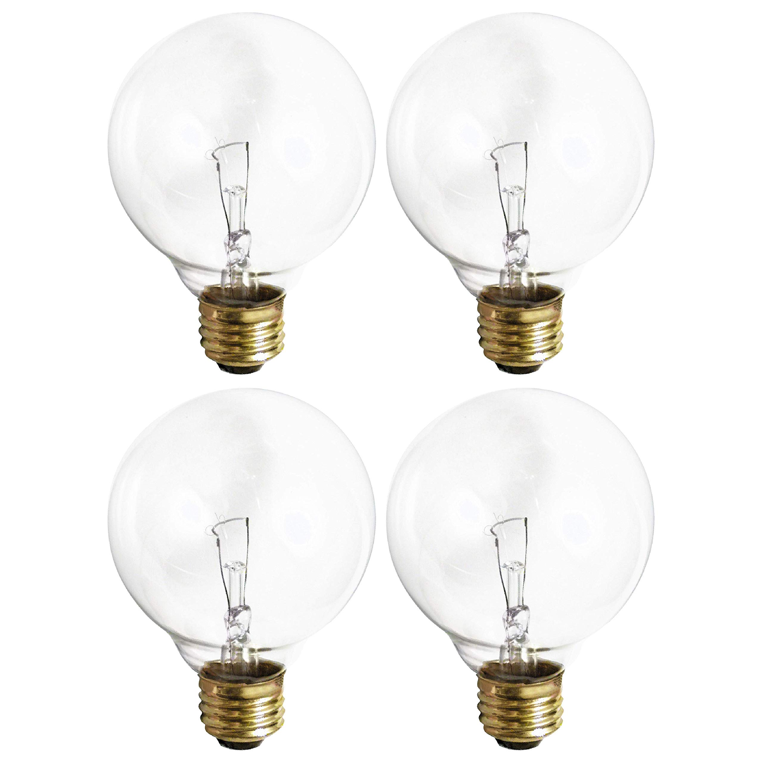 (4 Pack) G25 Incandescent Incandescent Light Bulb 2700K Soft Light, Decorative Globe Light Bulbs,E26 Medium Base, Perfect for Pendant Bathroom/Vanity Mirror Makeup, Dimmable. (Crystal-Clear, 25-Watt)