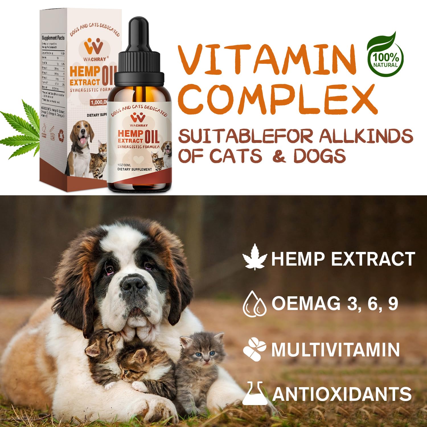 (2-Pack) Hemp Oil for Dogs Cats - Calming Drops Dog Relaxants - Help Pets Anxiety Stress Hip & Joint Pain Arthritis Sеizures Rеlief - Skin Нiр Jоint Hеalth - Organic Pet Hemp Oil Drops