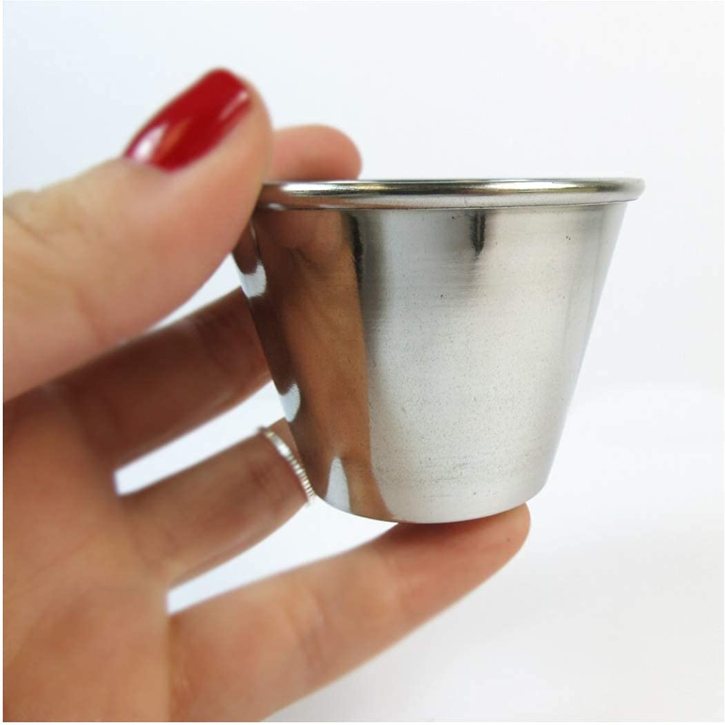 (24 Pack, 2 Sizes) Small Sauce Cups, Stainless Steel Ramekin Dipping Sauce Cup, Commercial Grade Individual Round Condiment Cups (12 of - 1.5oz: 12 of - 2.5oz)